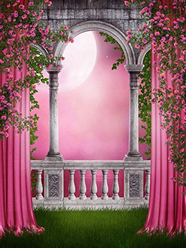 ABPHOTO Polyester 5x7ft Vintage arch printed newborn birthday pink ...