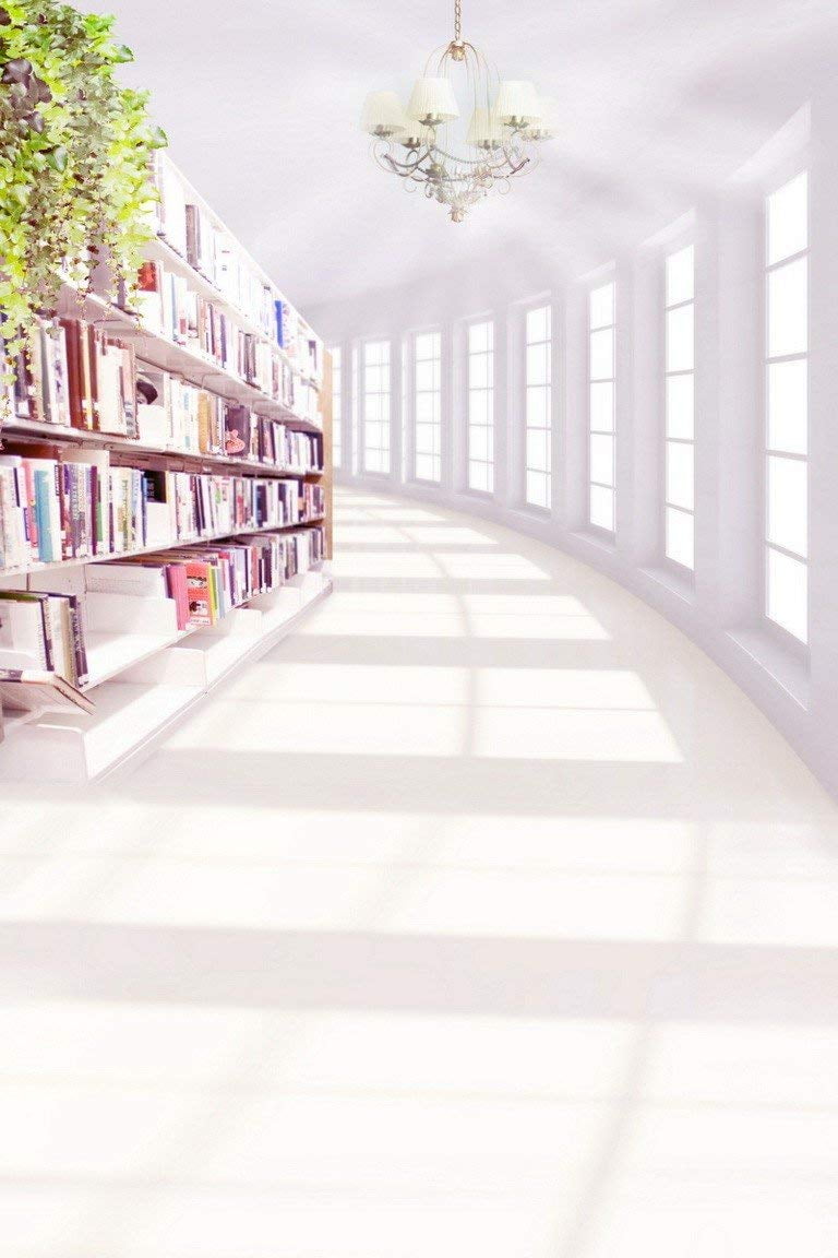 ABPHOTO Polyester 5x7ft White Backgrounds Chandelier Light Library ...