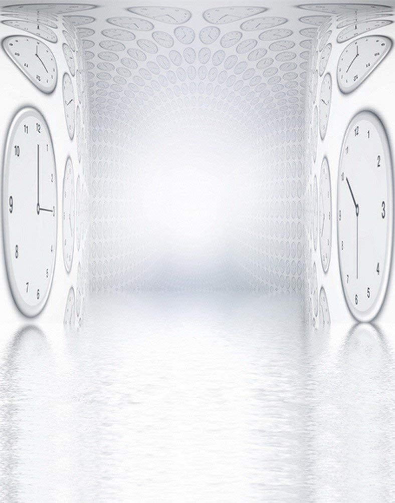 ABPHOTO Polyester 5x7ft White Backgrounds Clocks On Wall 3D Vision ...