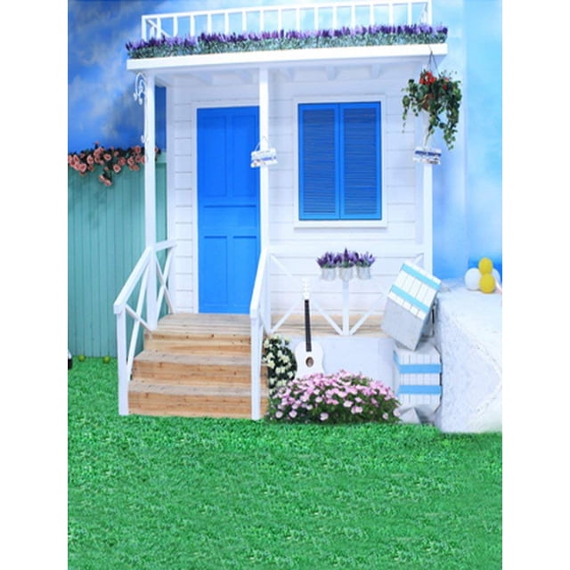 ABPHOTO Polyester 5x7ft White House Flowers Lawn Photography Backdrops ...
