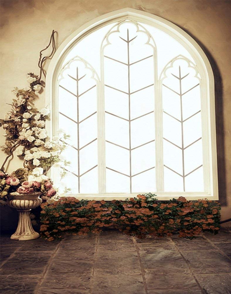 ABPHOTO Polyester 5x7ft Window Colorful Flowers Photography Backdrops ...