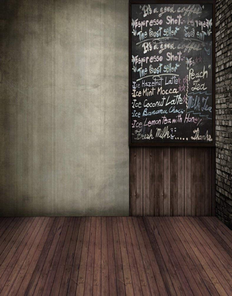 ABPHOTO Polyester 5x7ft Wooden Floor Blackboard Photography Backdrops ...