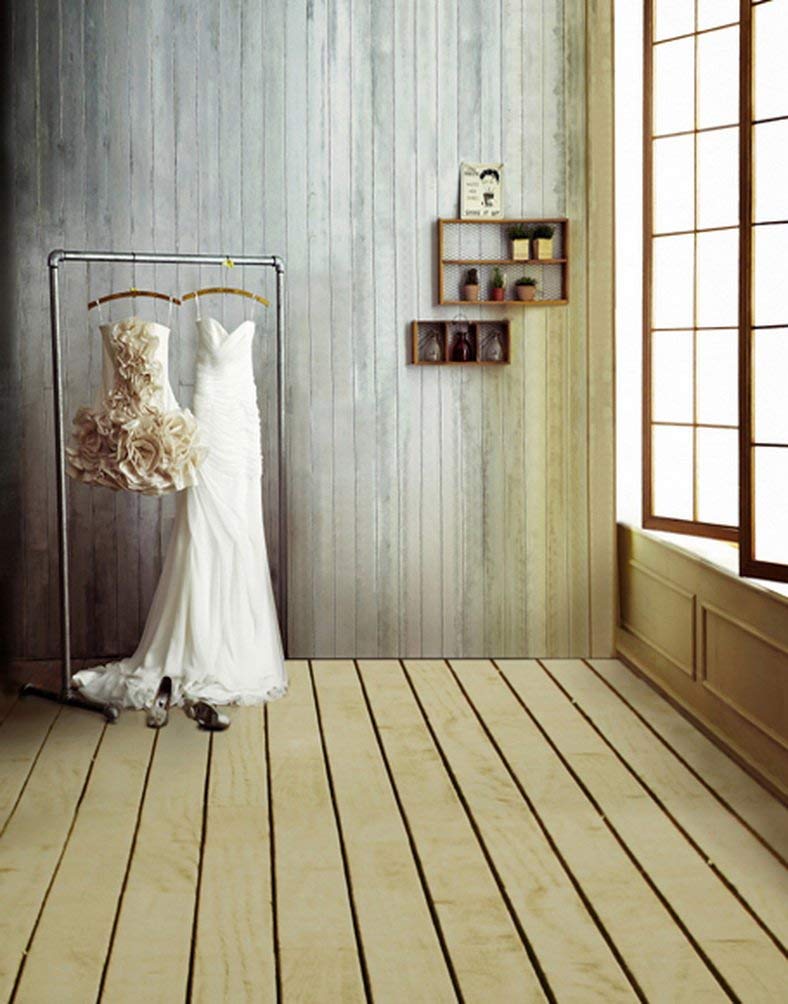 ABPHOTO Polyester 5x7ft Wooden Floor Dress Photography Backdrops Photo ...