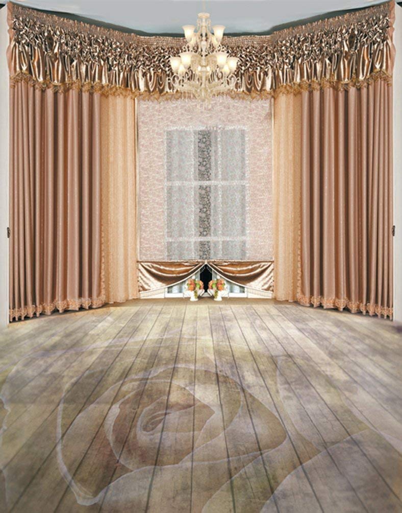 ABPHOTO Polyester 5x7ft Wooden Floor Flowers Hall Photography Backdrops ...