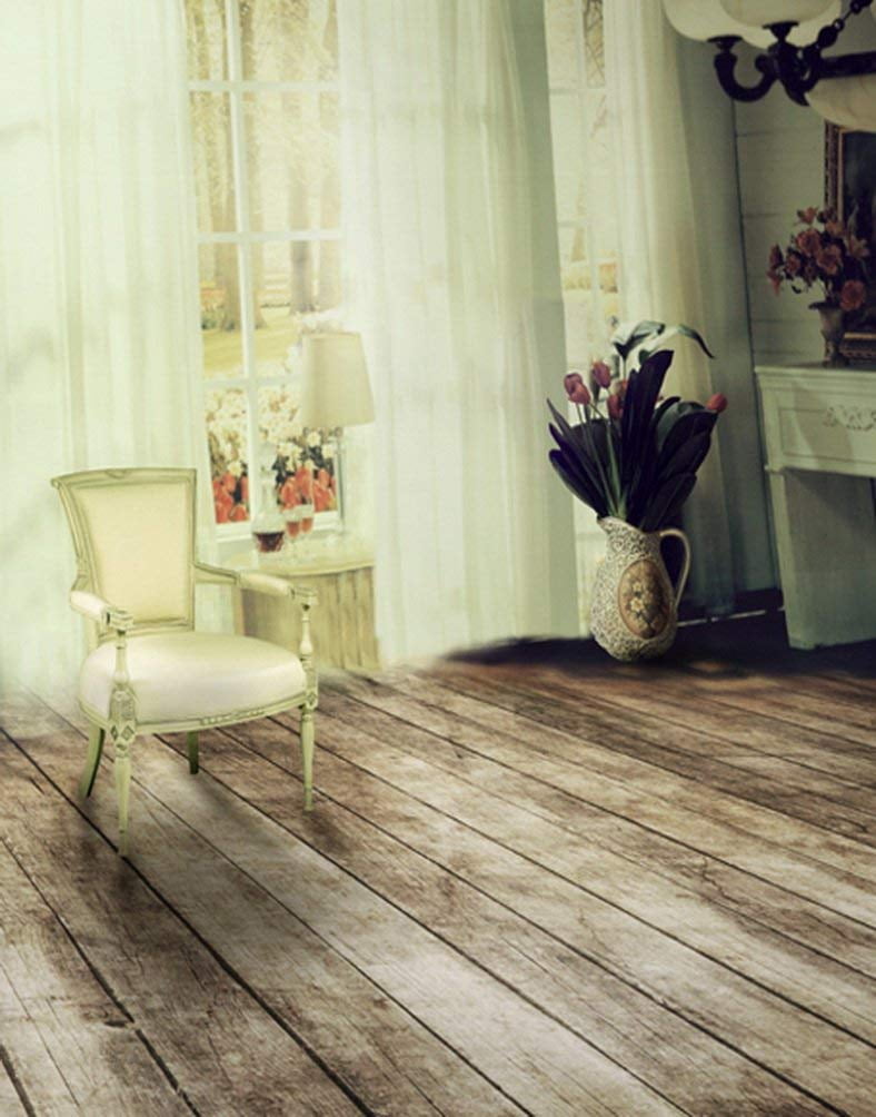ABPHOTO Polyester 5x7ft Wooden Floor Living Room Photography Backdrops ...
