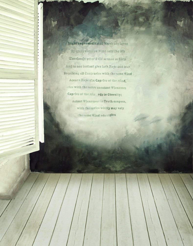 ABPHOTO Polyester 5x7ft Wooden Floor Old Wall Poem Photography ...