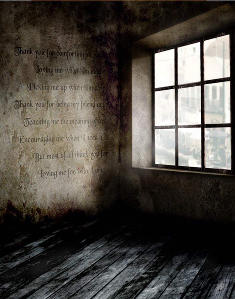 ABPHOTO Polyester 5x7ft Wooden Floor Poem Old House Photography ...