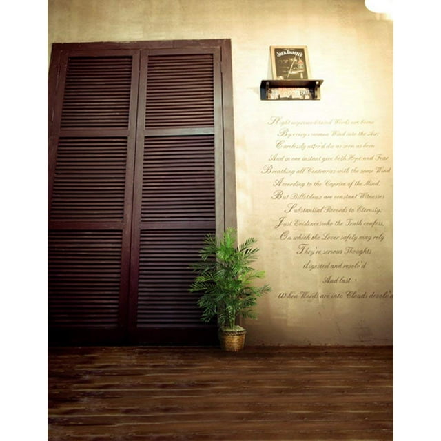 ABPHOTO Polyester 5x7ft Wooden Floor Poem Room Door Photography ...