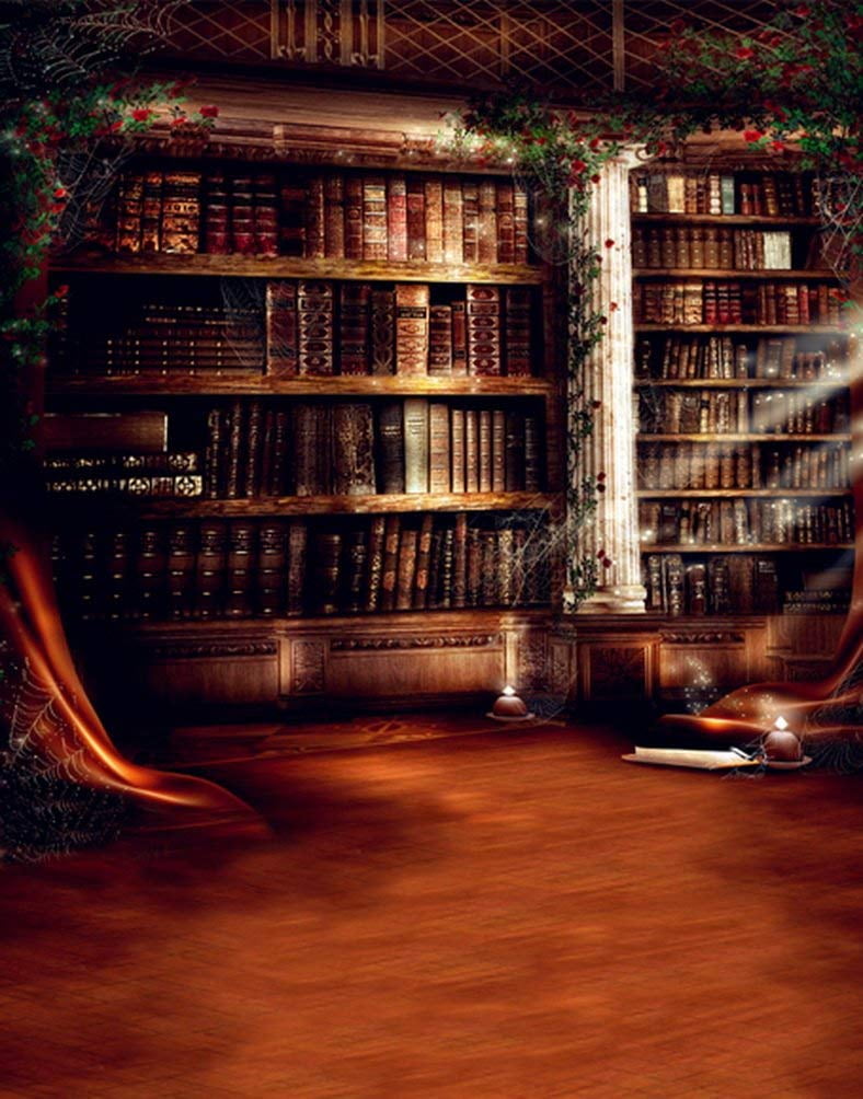 ABPHOTO Polyester 5x7ft Wooden Floor Vintage Library Books Photography ...