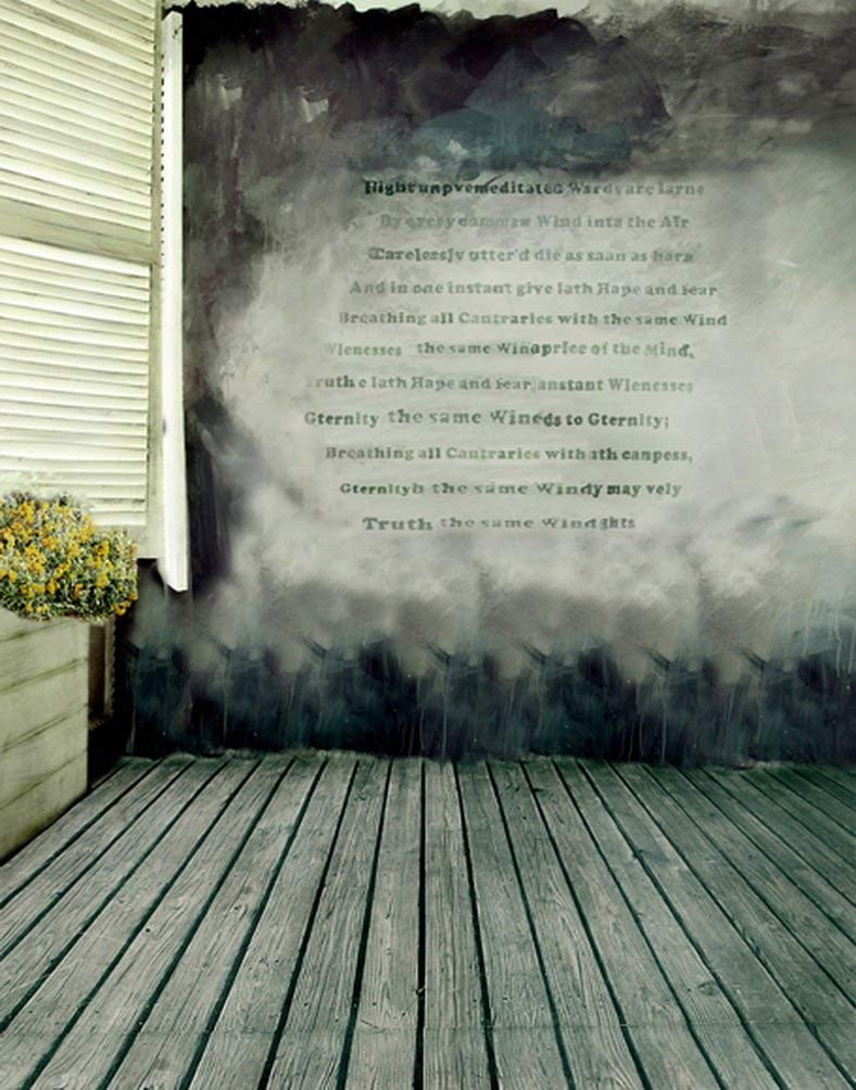 ABPHOTO Polyester 5x7ft Wooden Floor Vintage Wall Poem Photography ...