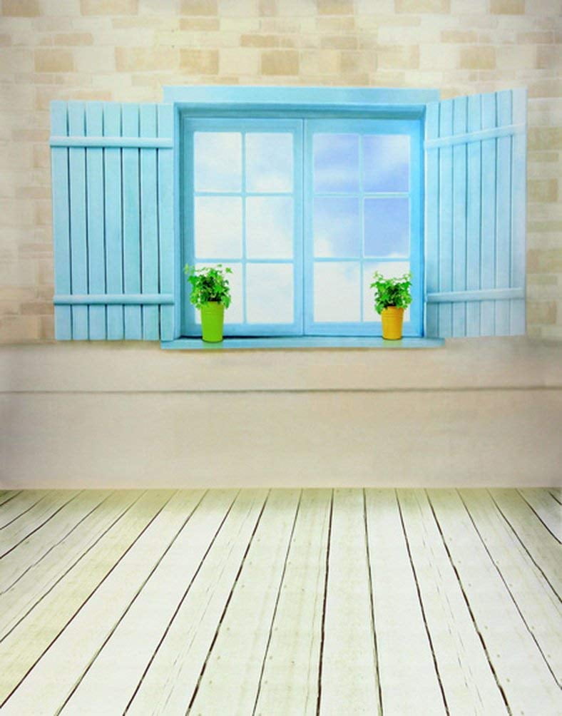 ABPHOTO Polyester 5x7ft Wooden Floor Window Photography Backdrops Photo ...