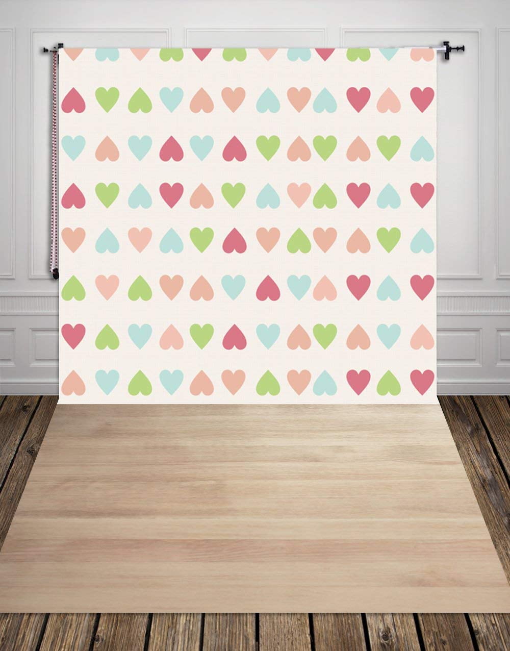 ABPHOTO Polyester 5x7ft custom colorful hearts photography backdrops ...