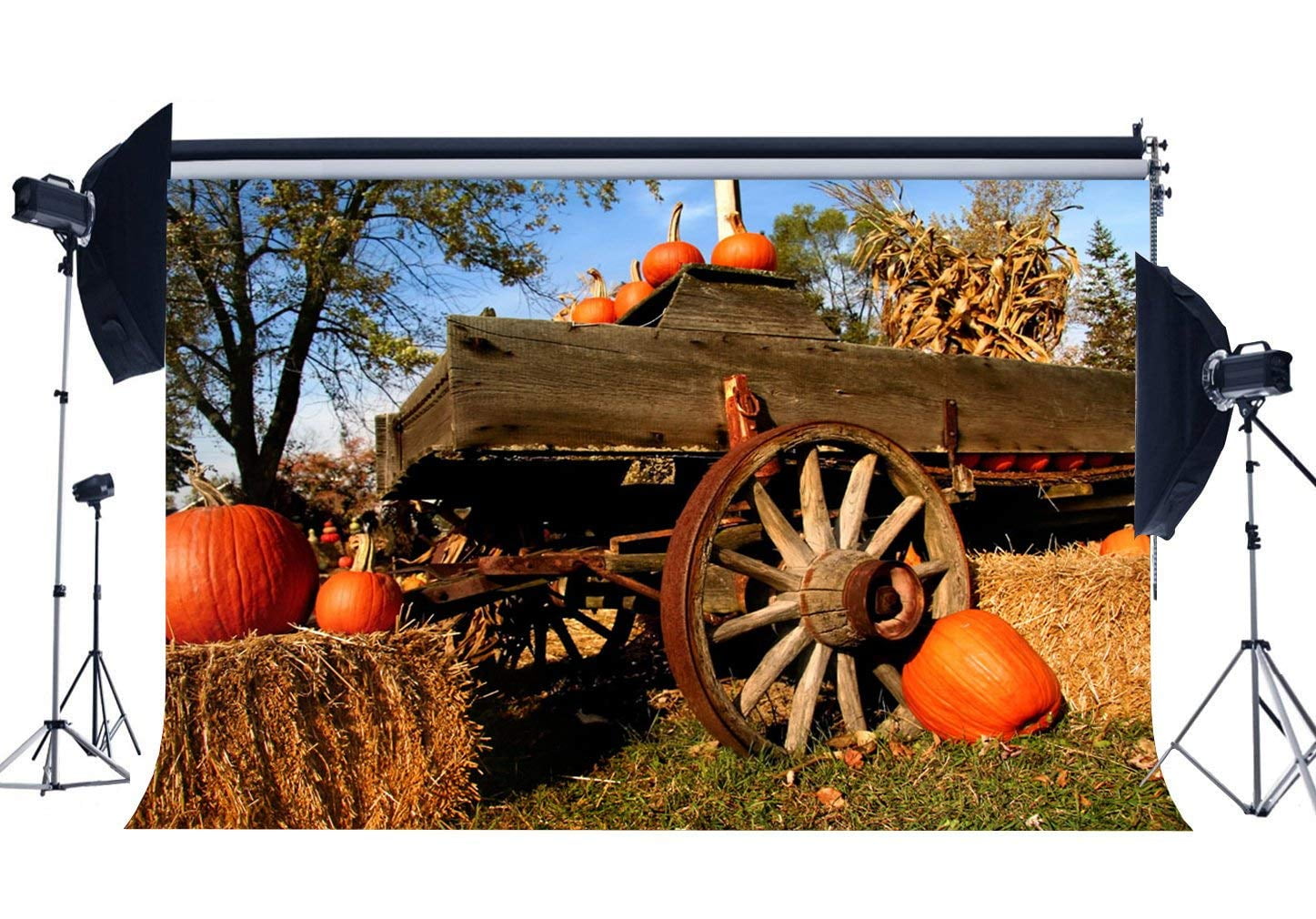 ABPHOTO Polyester 7x5ft Autumn Harvest Backdrop Old Barn Farmland ...