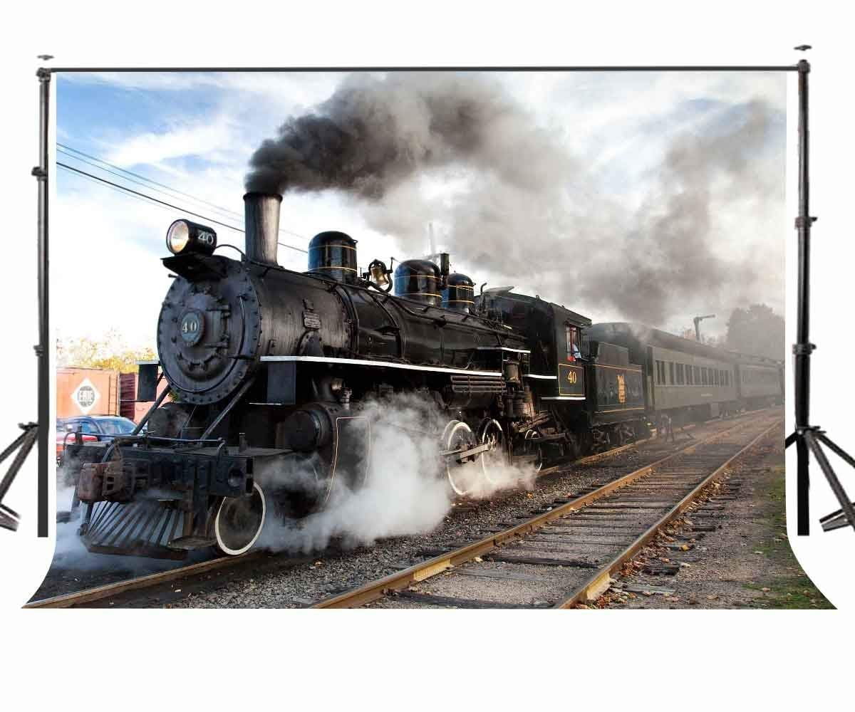 ABPHOTO Polyester 7x5ft Backdrop Old Steam Train Backdrop Photography ...