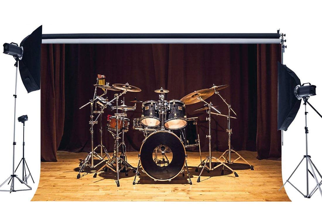 ABPHOTO Polyester 7x5ft Band Concert Backdrop Music Drum Set Interior ...