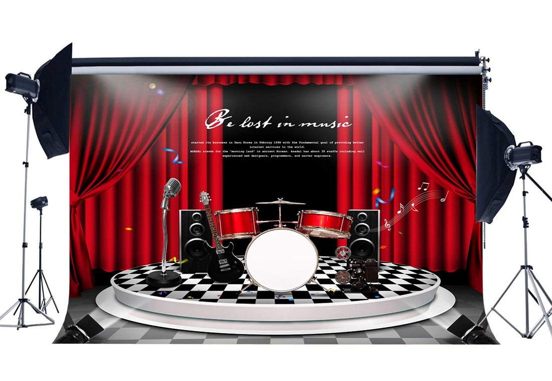ABPHOTO Polyester 7x5ft Band Concert Backdrop Music Guitar Drum ...