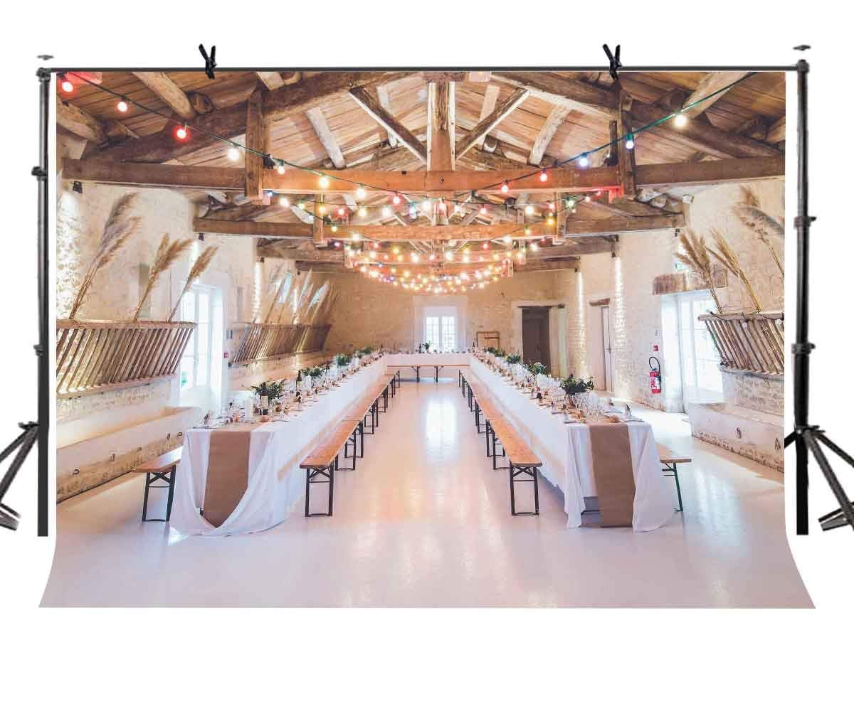ABPHOTO Polyester 7x5ft Banquet Theme Backdrop Long Table Feast Theme ...