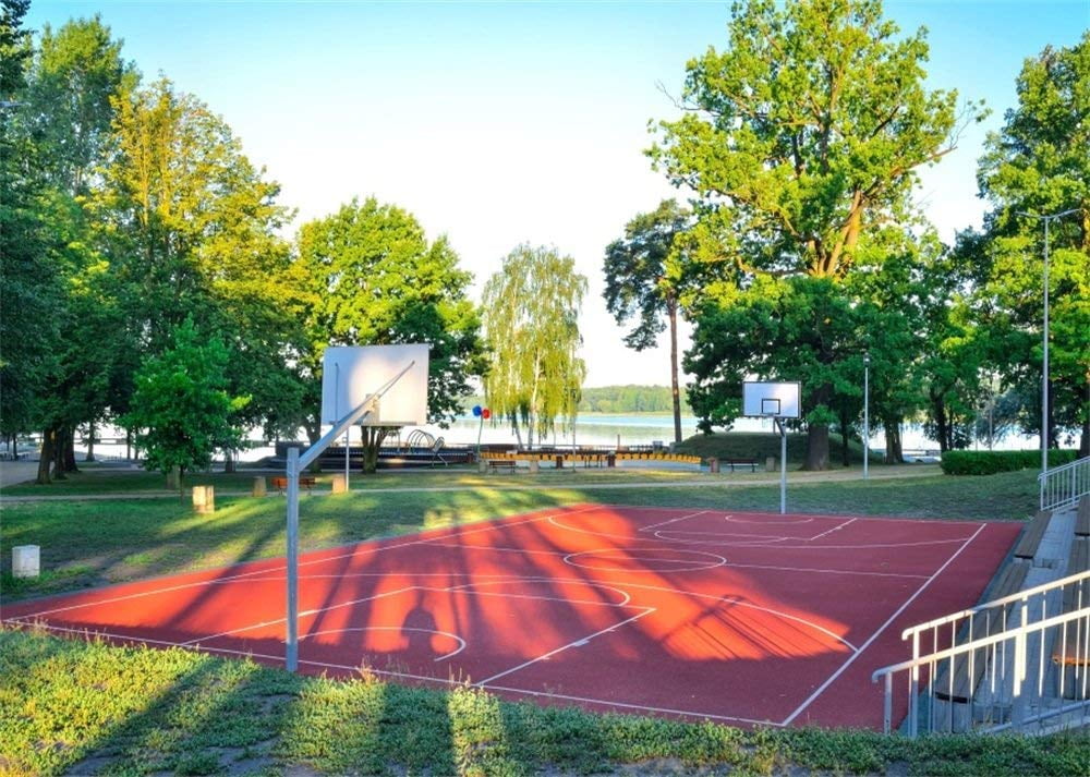 ABPHOTO Polyester 7x5ft Basketball Court Backdrop School Playground ...