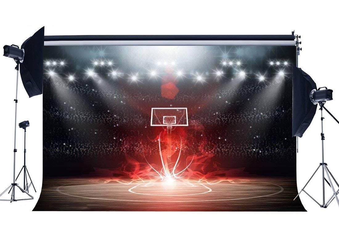ABPHOTO Polyester 7x5ft Basketball Court Backdrop Stadium Crowd Bokeh ...