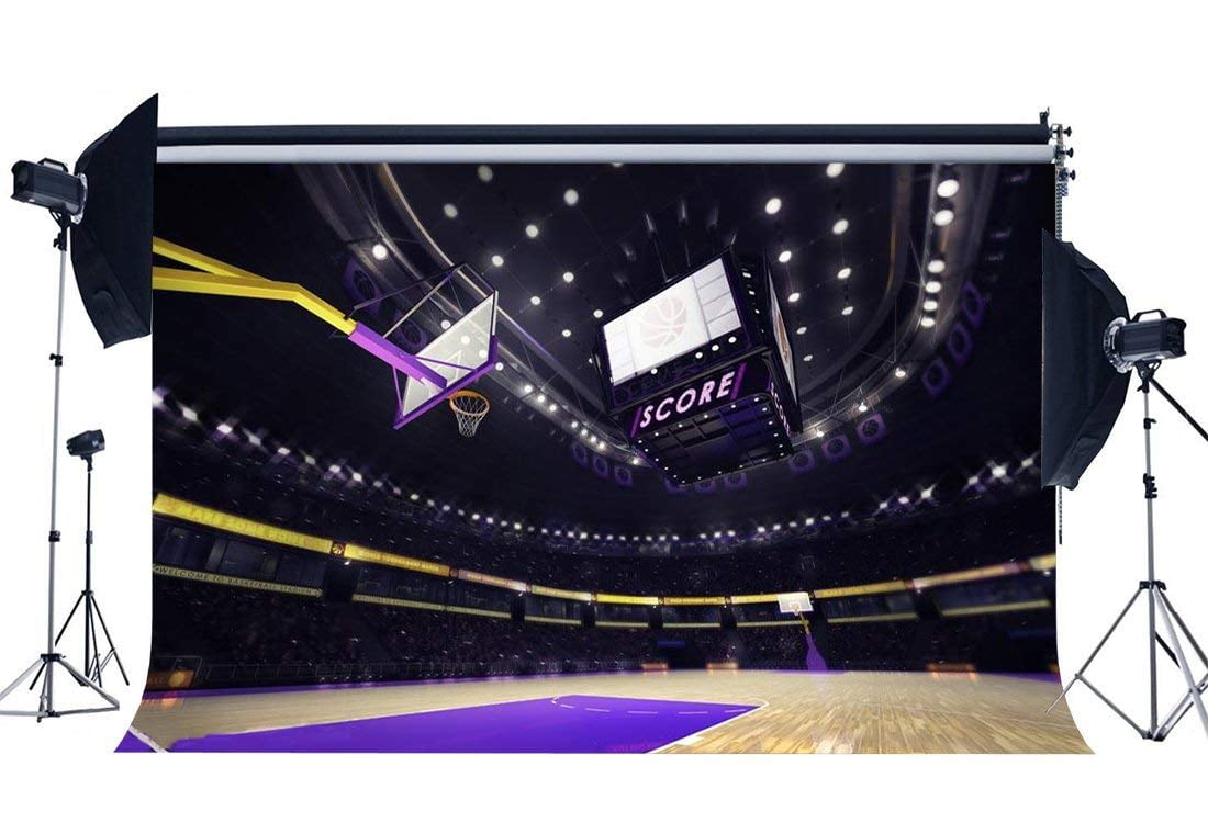 ABPHOTO Polyester 7x5ft Basketball Court Backdrop Stadium Interior ...