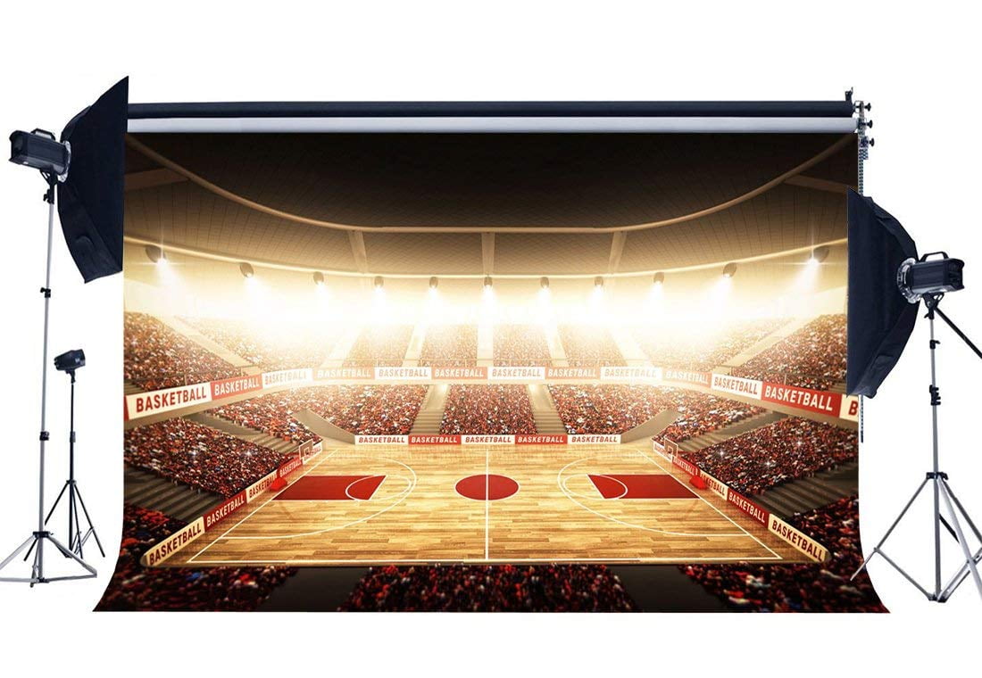ABPHOTO Polyester 7x5ft Basketball Court Backdrop Stadium Shining Stage ...