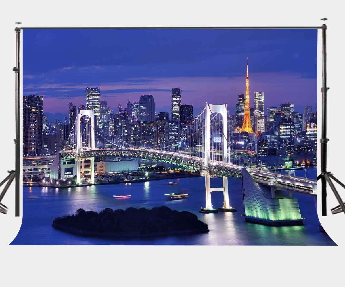 ABPHOTO Polyester 7x5ft Beautiful City Night View Backdrop Modern ...