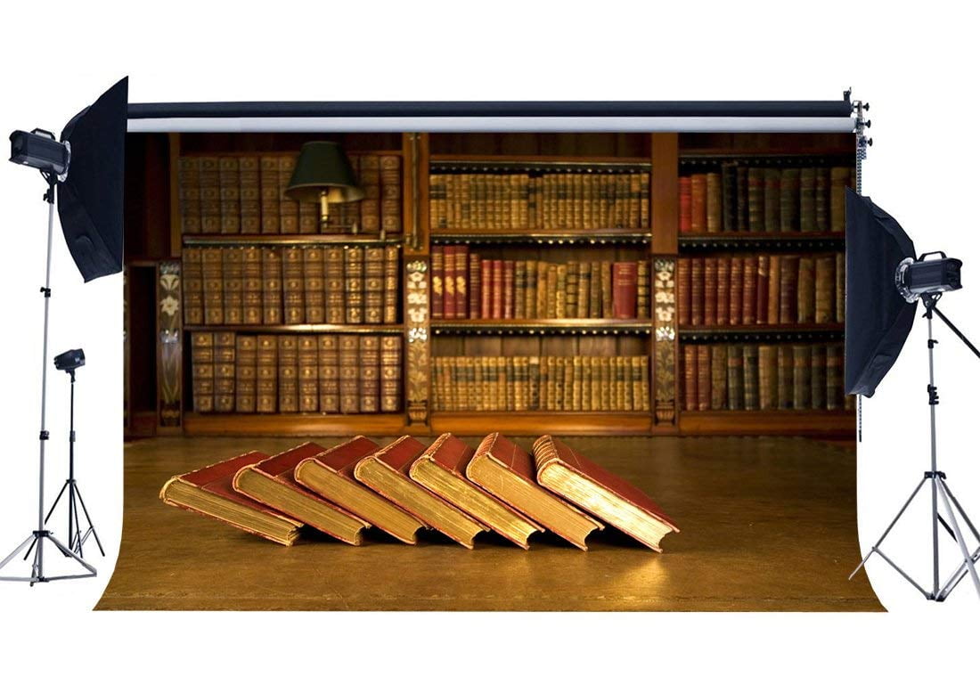ABPHOTO Polyester 7x5ft Bookshelf Backdrop Vintage Bookcase Backdrops ...