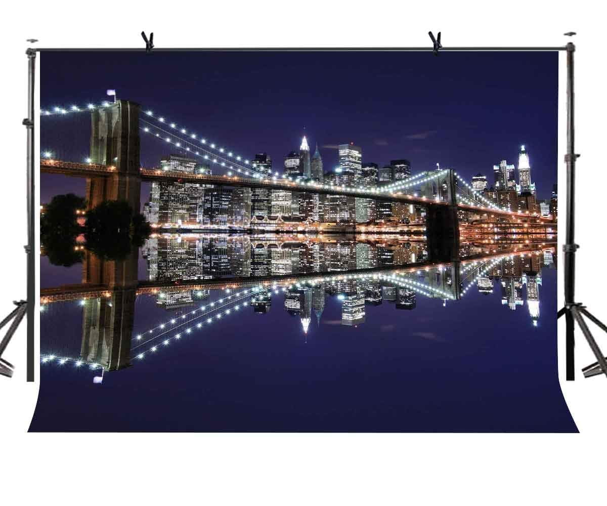 ABPHOTO Polyester 7x5ft Brooklyn Bridge Backdrop Brooklyn Bridge Bright ...