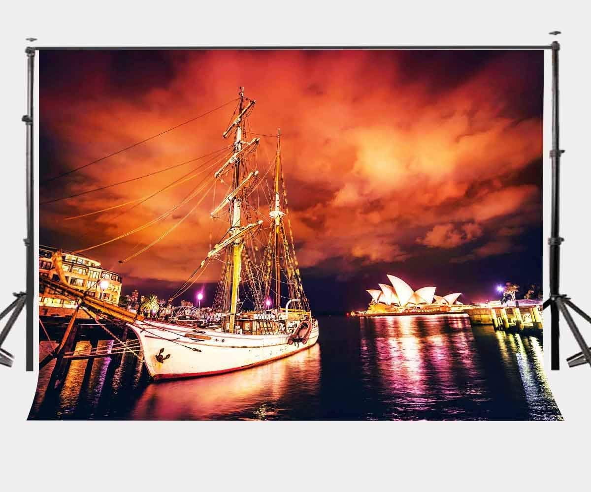 ABPHOTO Polyester 7x5ft City Night View Backdrop Sydney Opera House ...