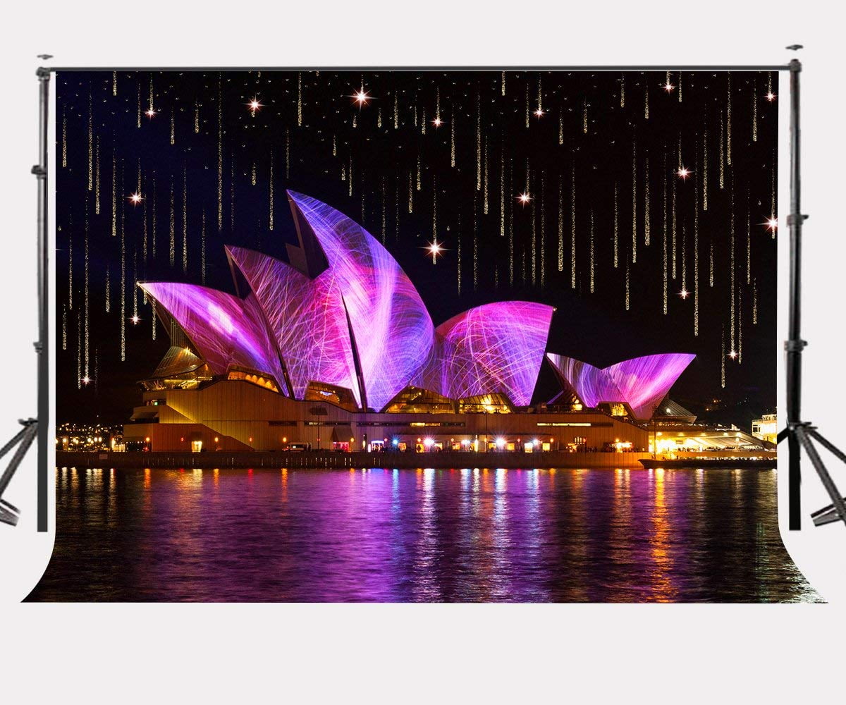 ABPHOTO Polyester 7x5ft City Night View Backdrop Sydney Opera House ...