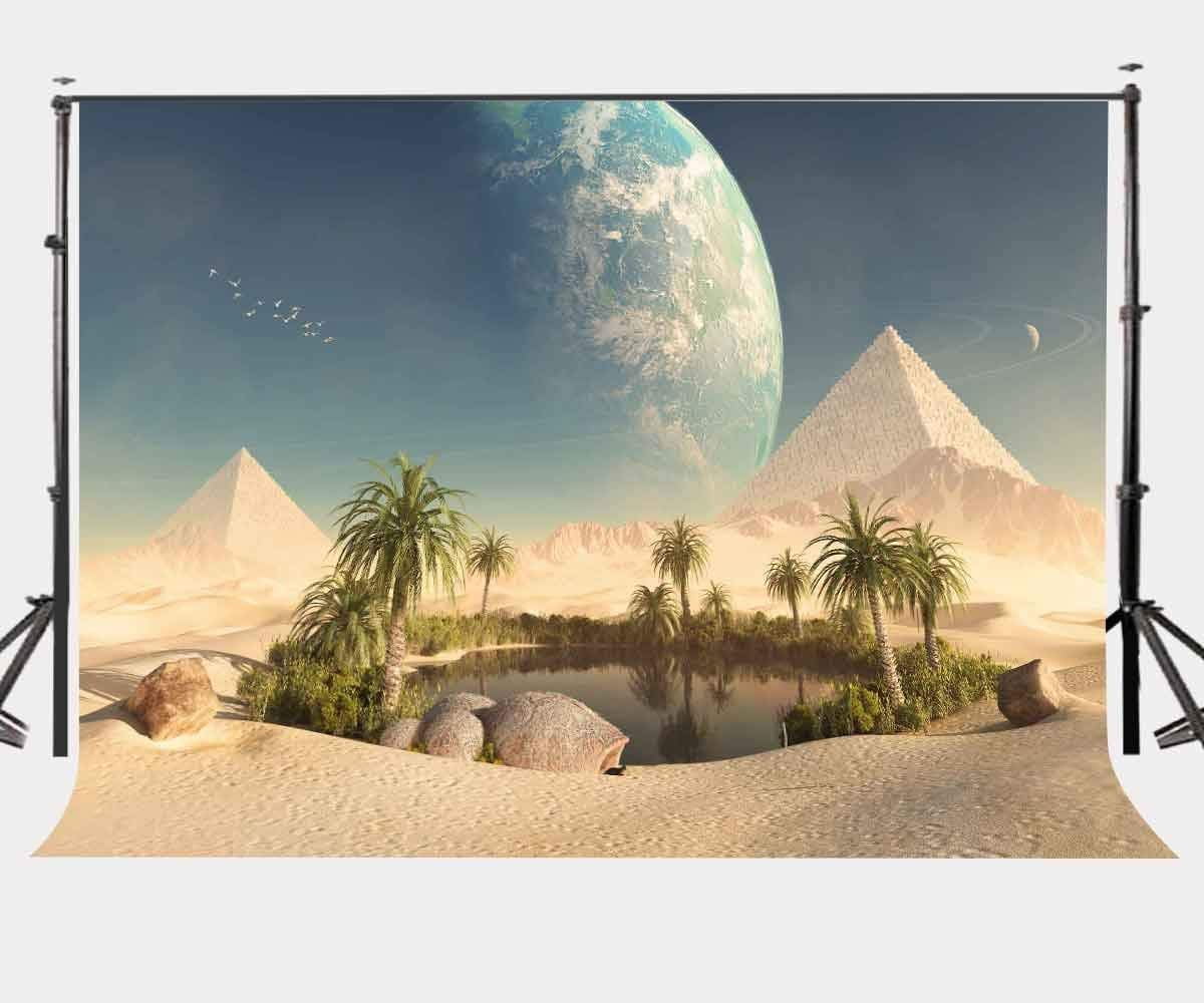 ABPHOTO Polyester 7x5ft Desert Oasis Backdrop Pyramids Mirage Spinning ...