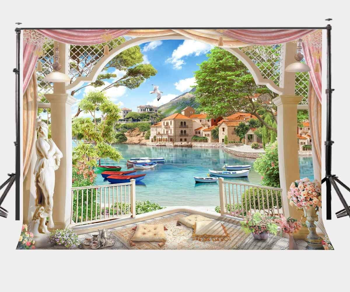 ABPHOTO Polyester 7x5ft Family Spring Outing Backdrop Beautiful Lake ...