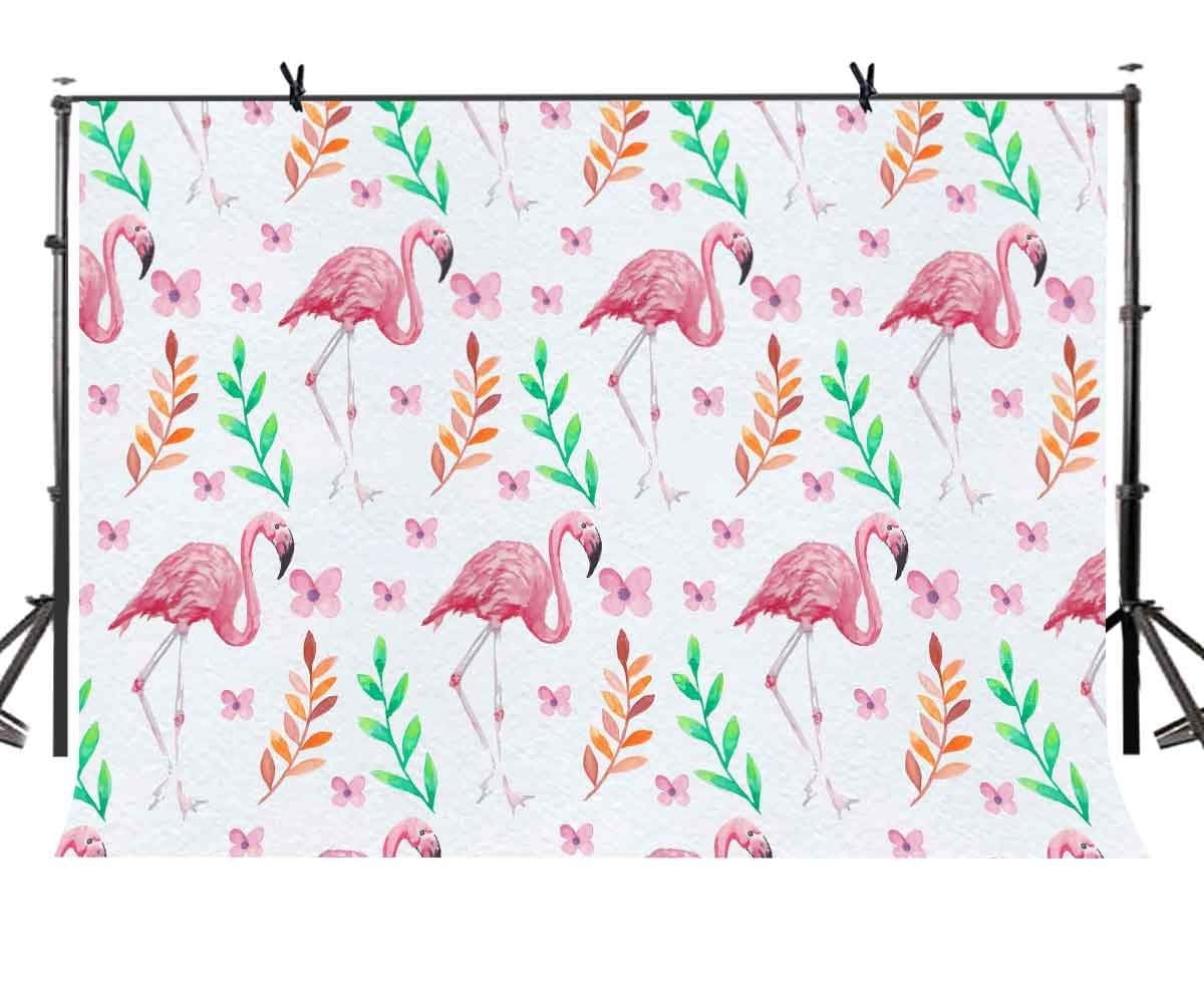 ABPHOTO Polyester 7x5ft Flamingo Backdrop Leaf Petal Flamingo ...
