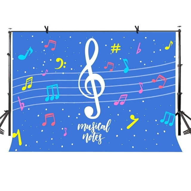 ABPHOTO Polyester 7x5ft Flying Clef Backdrop Dancing Musical Notes ...