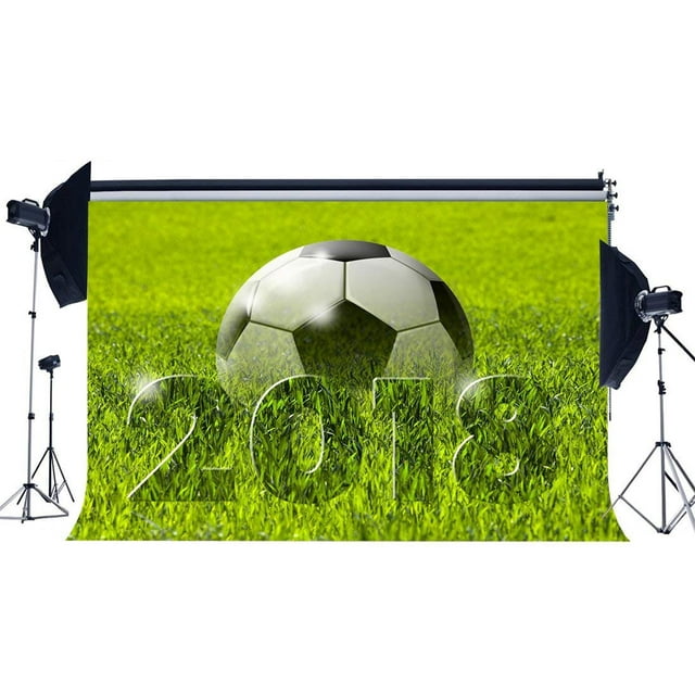 ABPHOTO Polyester 7x5ft Football Field Backdrop 2018 Green Grass Meadow ...