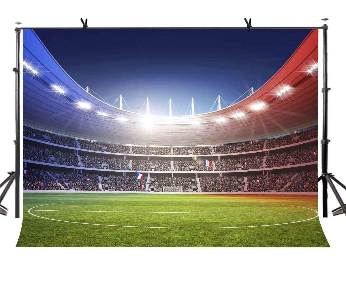ABPHOTO Polyester 7x5ft Football Field Backdrop Bright Crowded Football ...