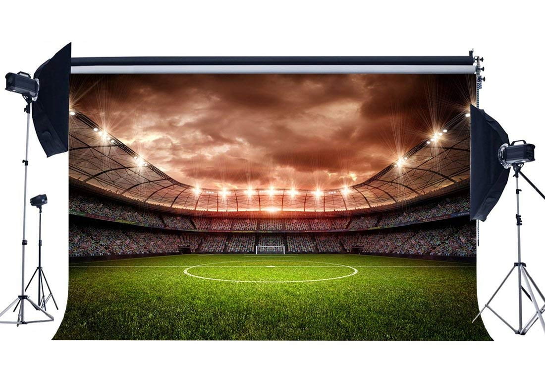 ABPHOTO Polyester 7x5ft Football Field Backdrop Indoor Stadium Bokeh ...