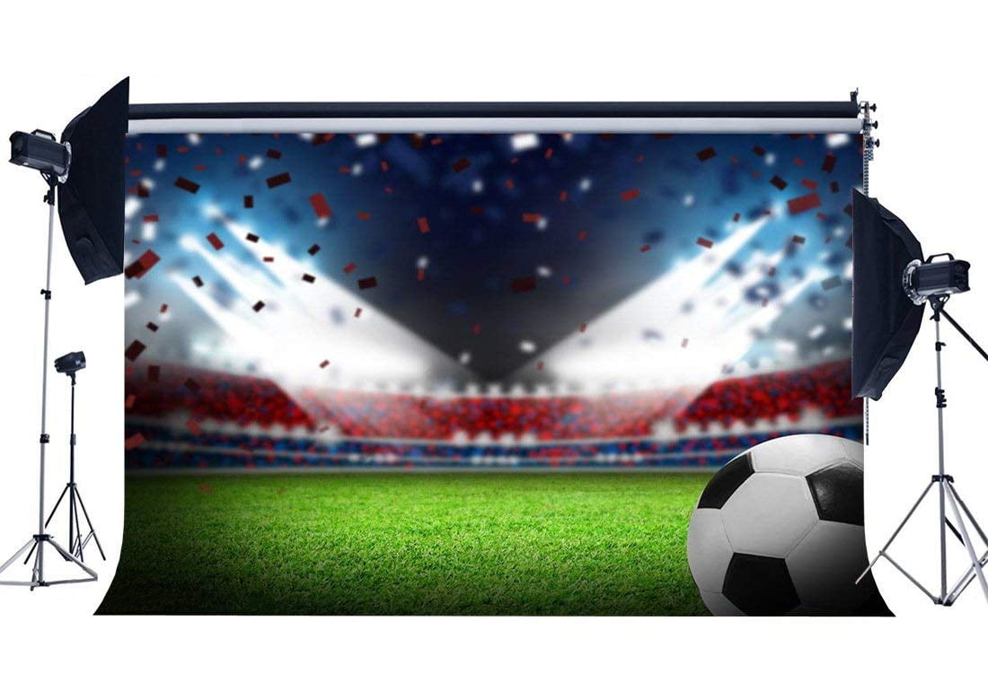 ABPHOTO Polyester 7x5ft Football Field Backdrop Indoor Stadium Bokeh ...