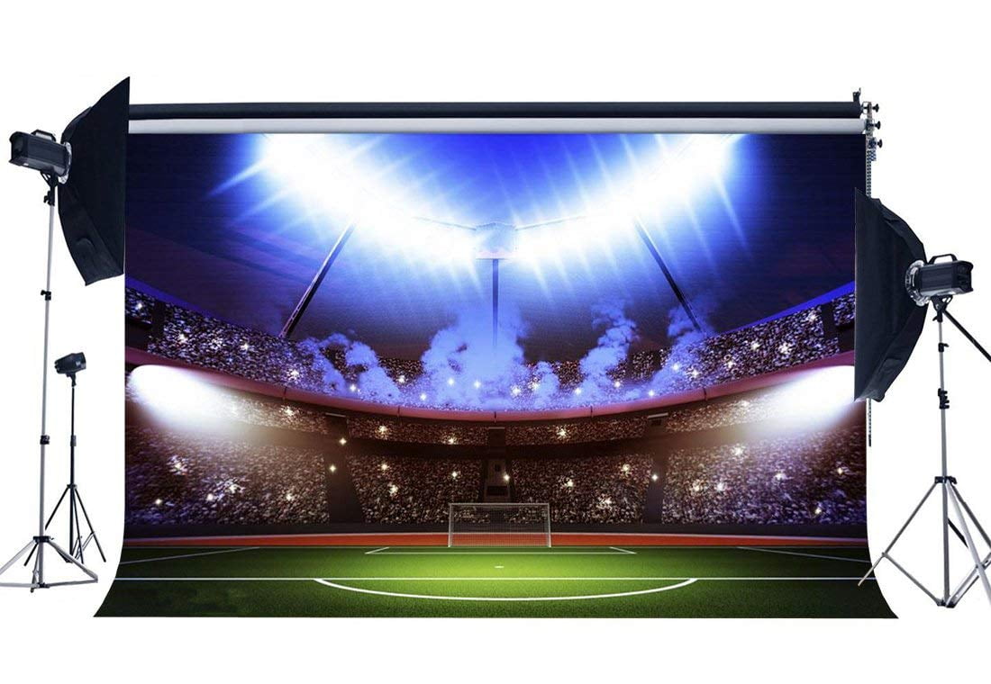 ABPHOTO Polyester 7x5ft Football Field Backdrop Indoor Stadium Bokeh ...