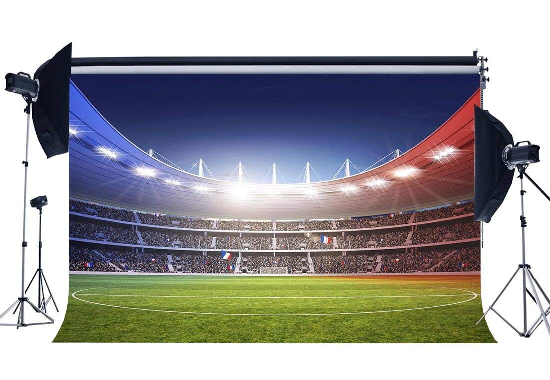 ABPHOTO Polyester 7x5ft Football Field Backdrop Shining Stage Lights ...