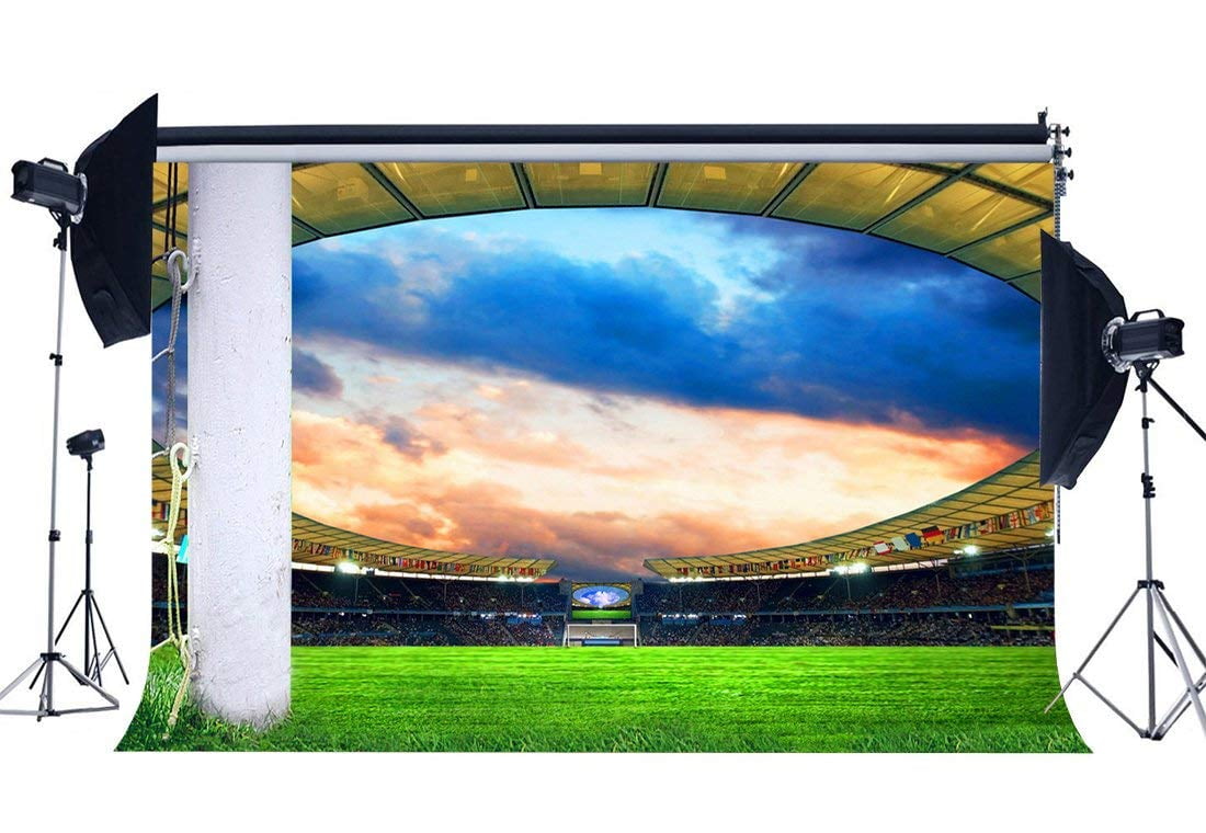 ABPHOTO Polyester 7x5ft Football Field Backdrop Stadium Stage Lights ...