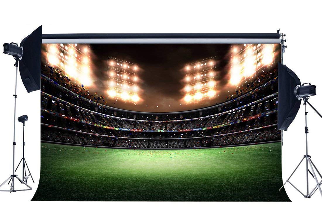 ABPHOTO Polyester 7x5ft Football Field Backdrop Stadium Stage Lights ...