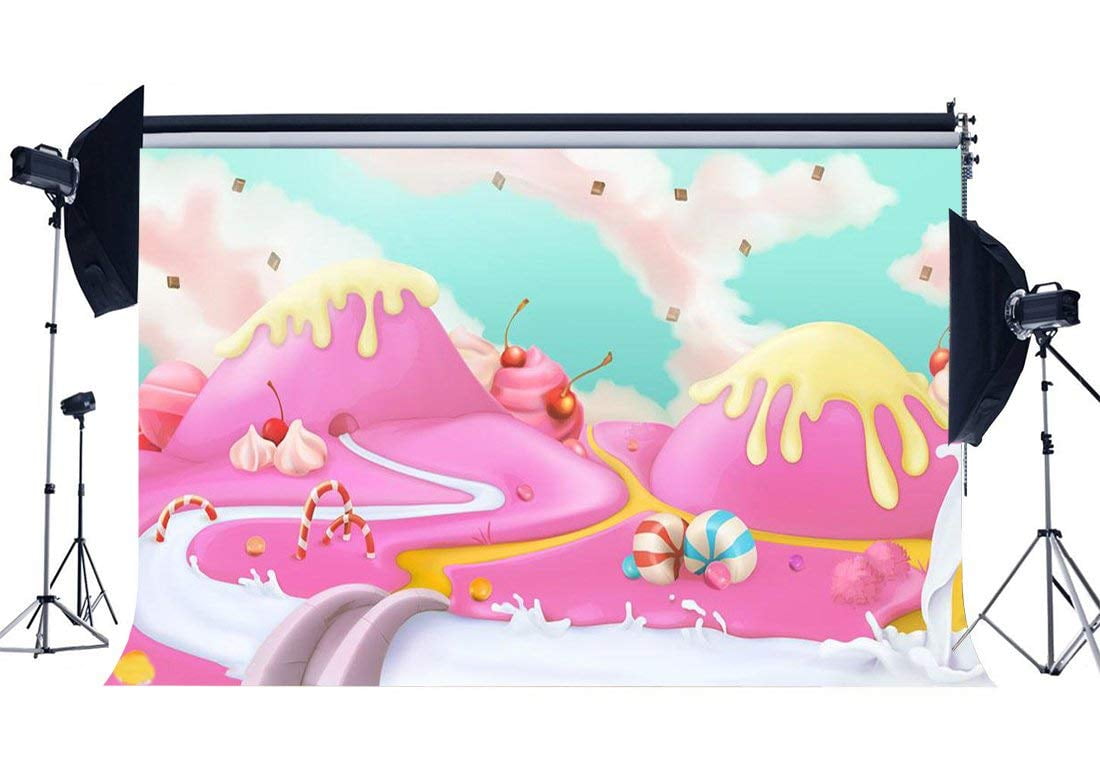 ABPHOTO Polyester 7x5ft Girl's 1st Birthday Backdrop Sweet Baby Shower ...