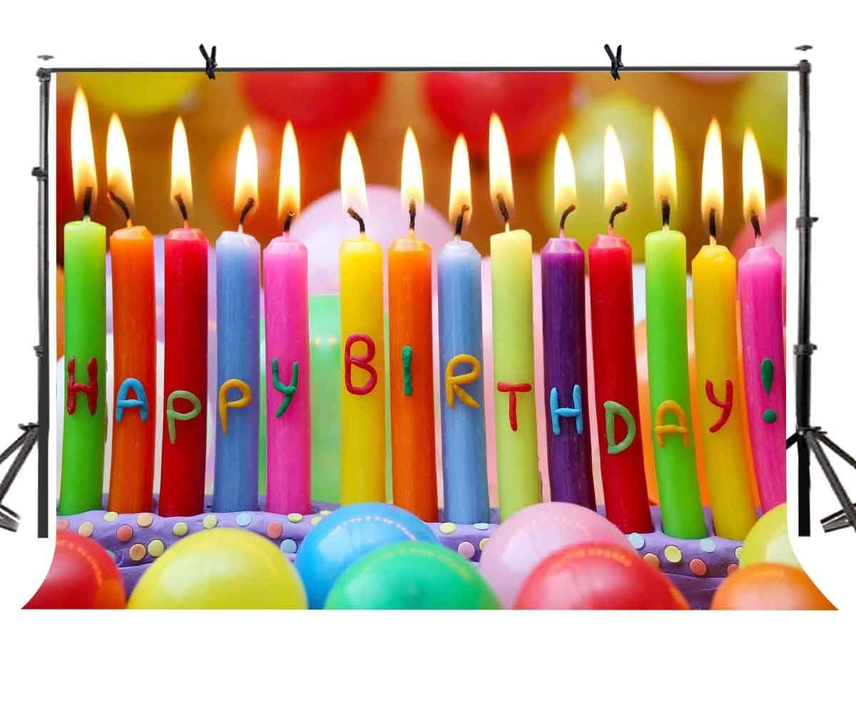 ABPHOTO Polyester 7x5ft Happy Birthday Backdrop Colorful Candles Happy ...
