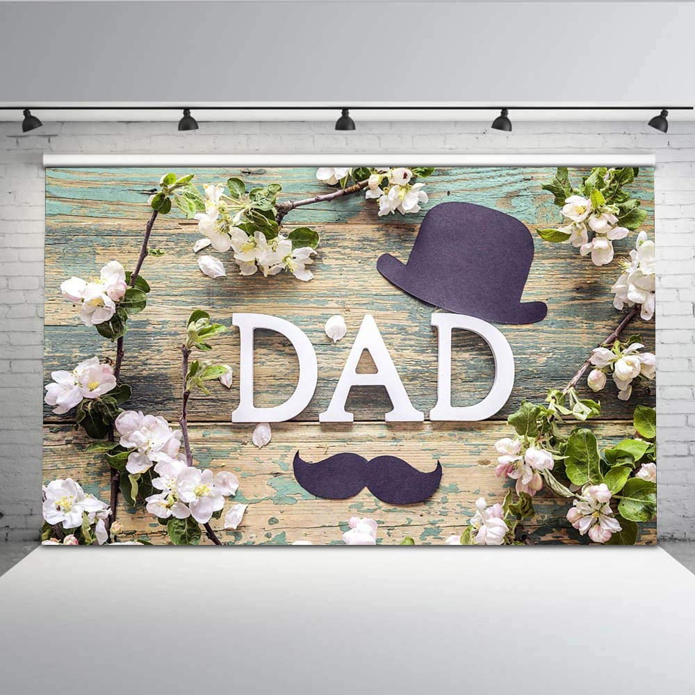 ABPHOTO Polyester 7x5ft Happy Father's Day Black Hat Pink Flower ...
