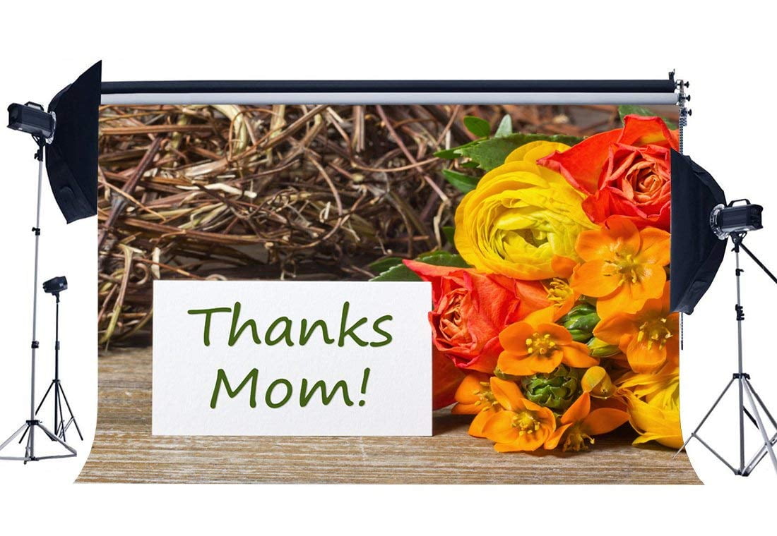 ABPHOTO Polyester 7x5ft Happy Mother's Day Backdrop Thanks Mom ...