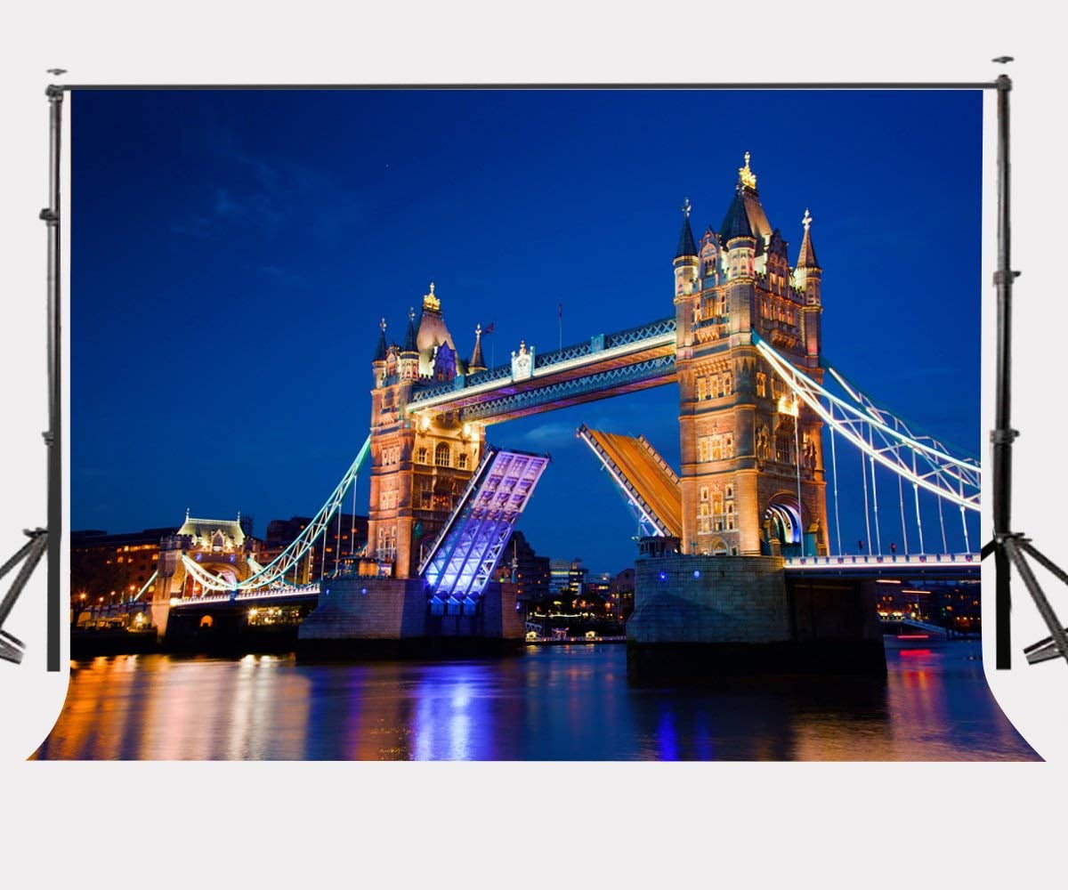 ABPHOTO Polyester 7x5ft London City Night View Backdrop London Bridge ...