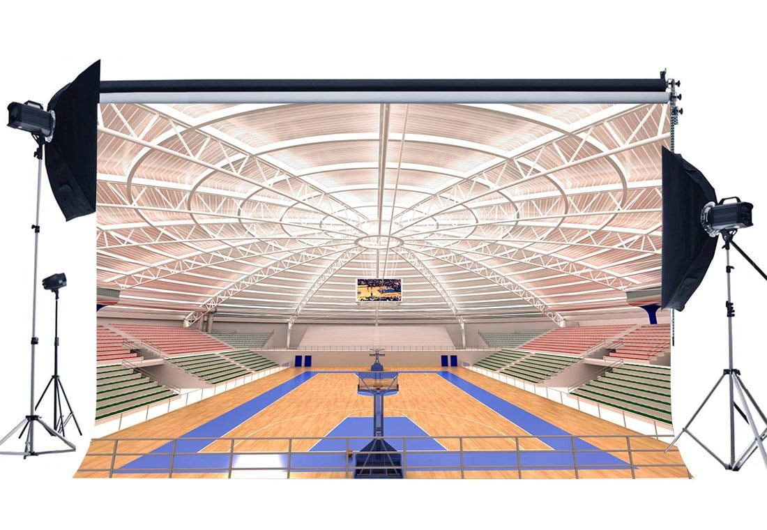 ABPHOTO Polyester 7x5ft Luxurious Basketball Court Backdrop Stadium ...