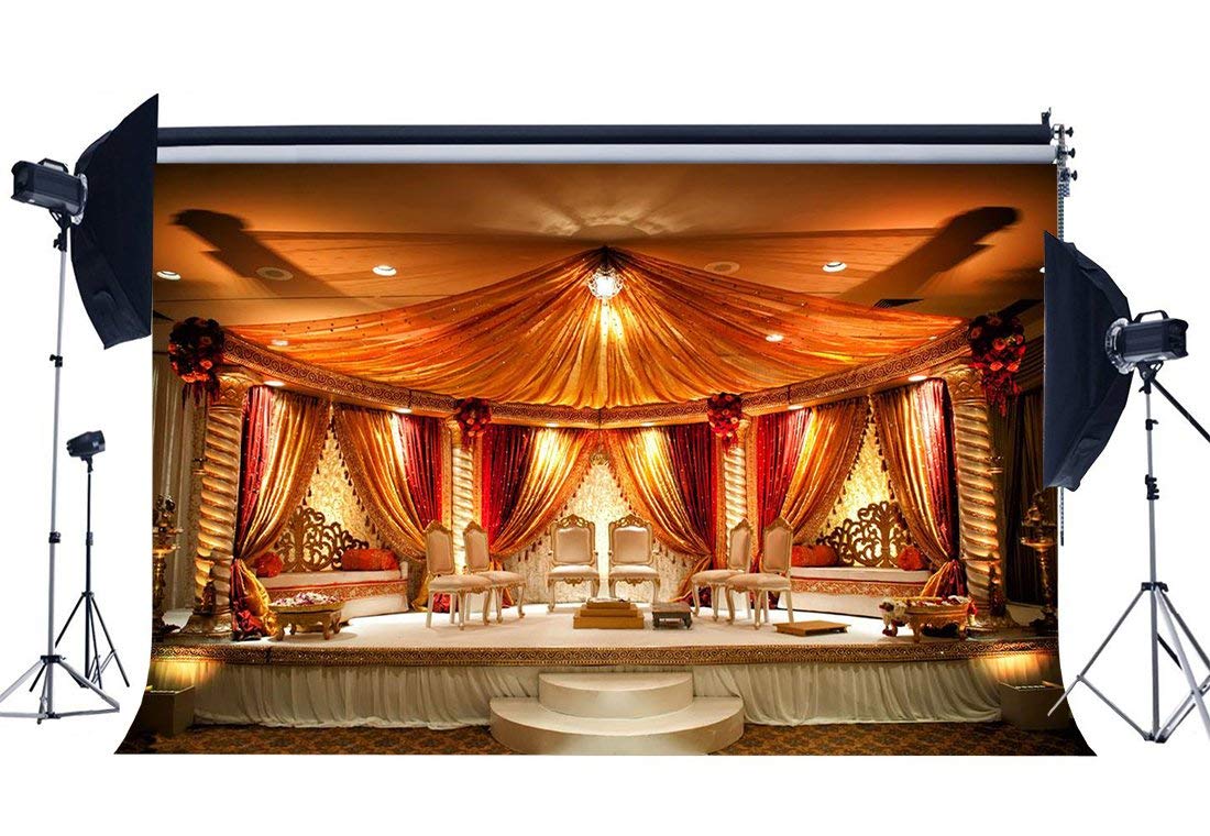 ABPHOTO Polyester 7x5ft Luxurious Stage Backdrop Interior School Show ...