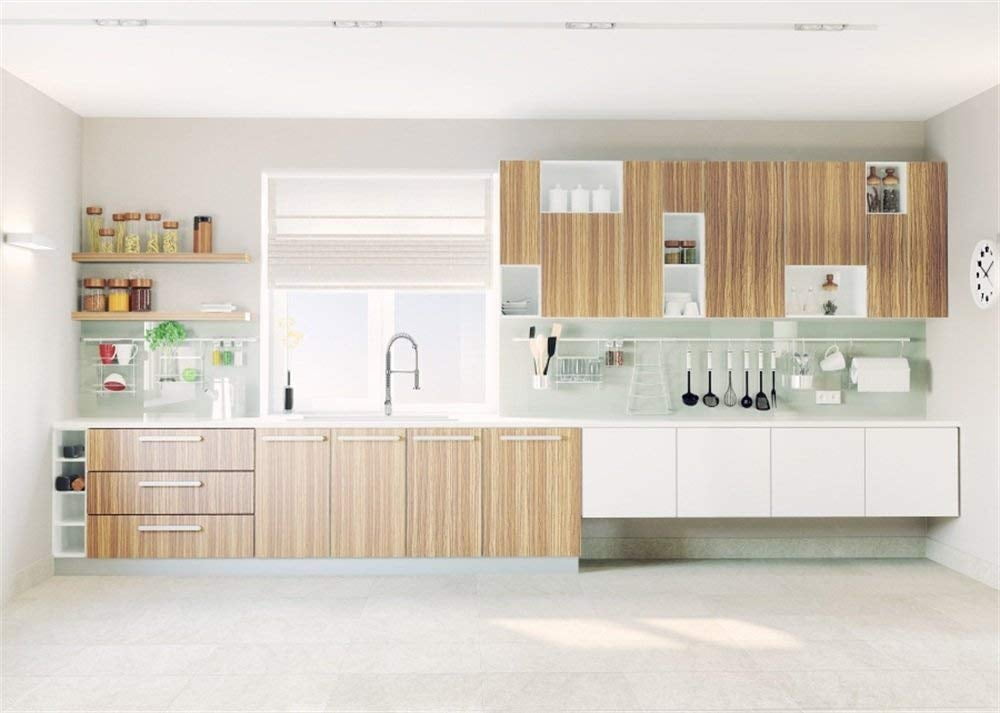 ABPHOTO Polyester 7x5ft Modern Open Kitchen Backdrop European Style ...